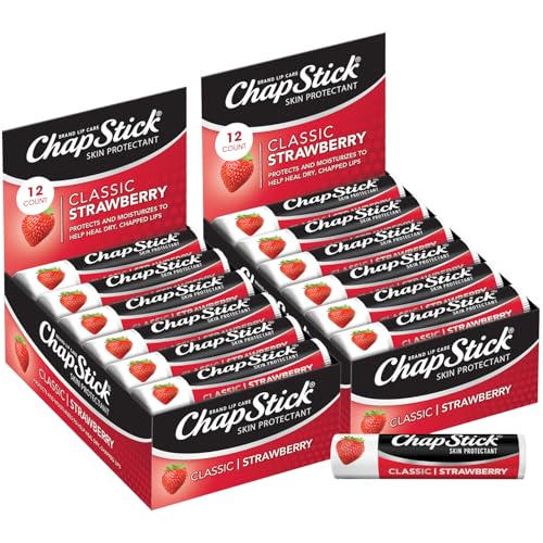 ChapStick Bulk Classic Strawberry Lip Balm, 24-Count – Tinted Lip Moisturizer, Juicy & Sweet, 0.15 Oz Ea