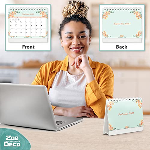Zoe Deco 8x6 Inch 18-Month Standing Desk Calendar, Jul 2023 - Dec 2024 Tent Style Flip Calendar, Blossoms