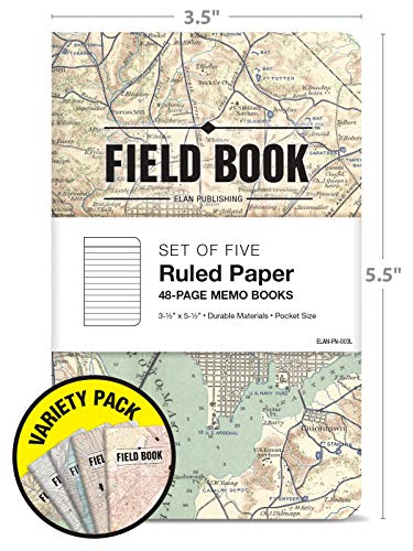 Field Notebook - Antique Map Patterns - Lined Memo Book (3.5"x5.5") - ELAN-FN-003L