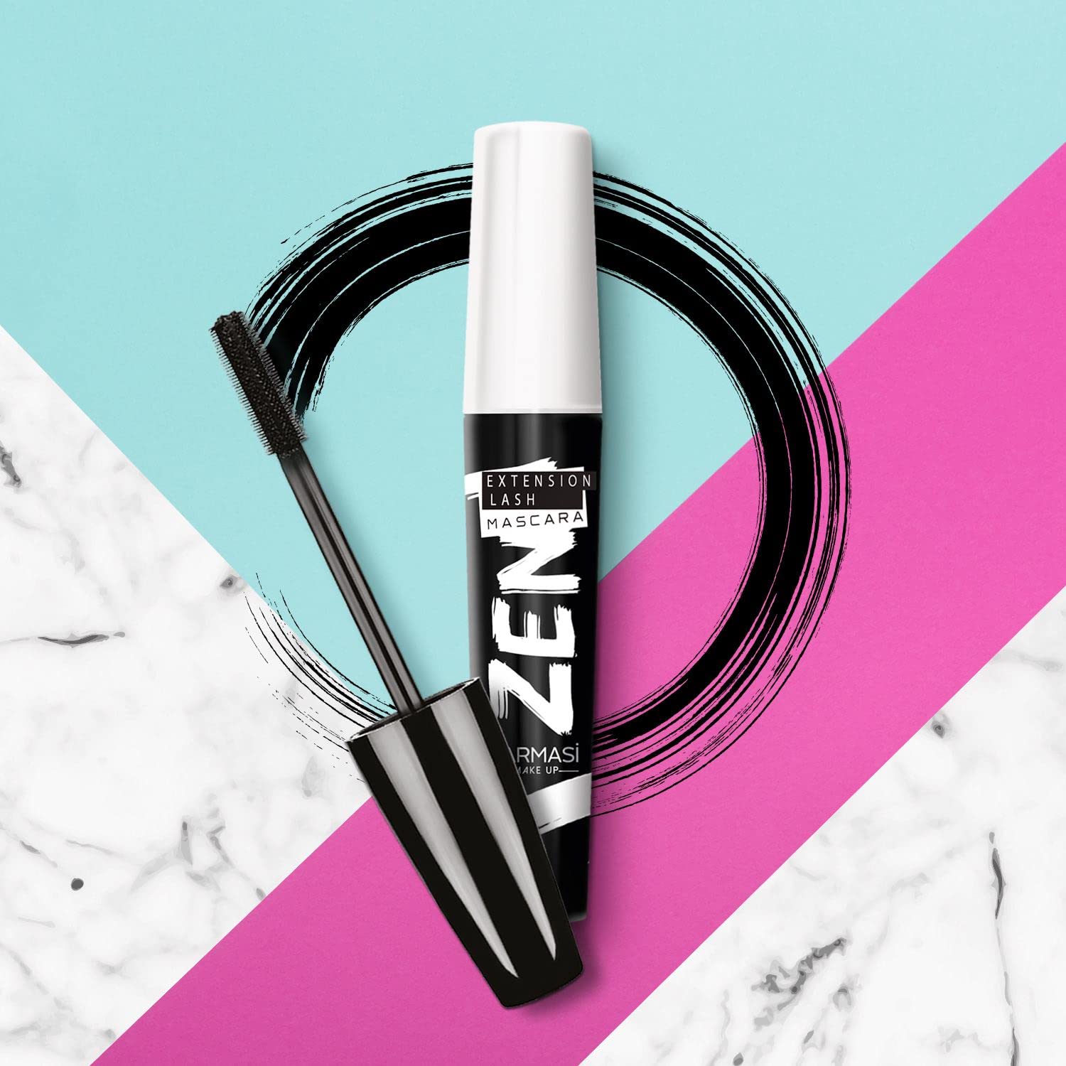 FARMASi Zen Extension Lash Mascara, Intense Length, No Flaking, No Smudging, No Clumping, Volumizes & Separates Lashes, Fuller Longer and Thicker Lashes, Blackest Black, 0.27 fl. Oz / 8 ml