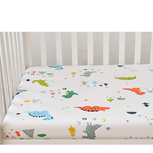 Dinosaur Portable Crib Sheet, Mini Fitted Crib Sheets for Pack n Play, Porta Cribs- 100% Cotton Play Yard Sheet for Baby Boys and Girls