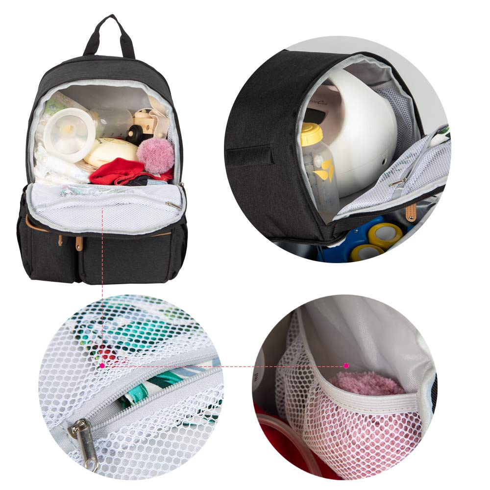 MOMIGO Breast Pump Backpack - Cooler and Moistureproof Bag Double Layer for Mother Outdoor Working Backpack with 13 Inch Laptop Compartment Fit Most Breast Pumps(Black)