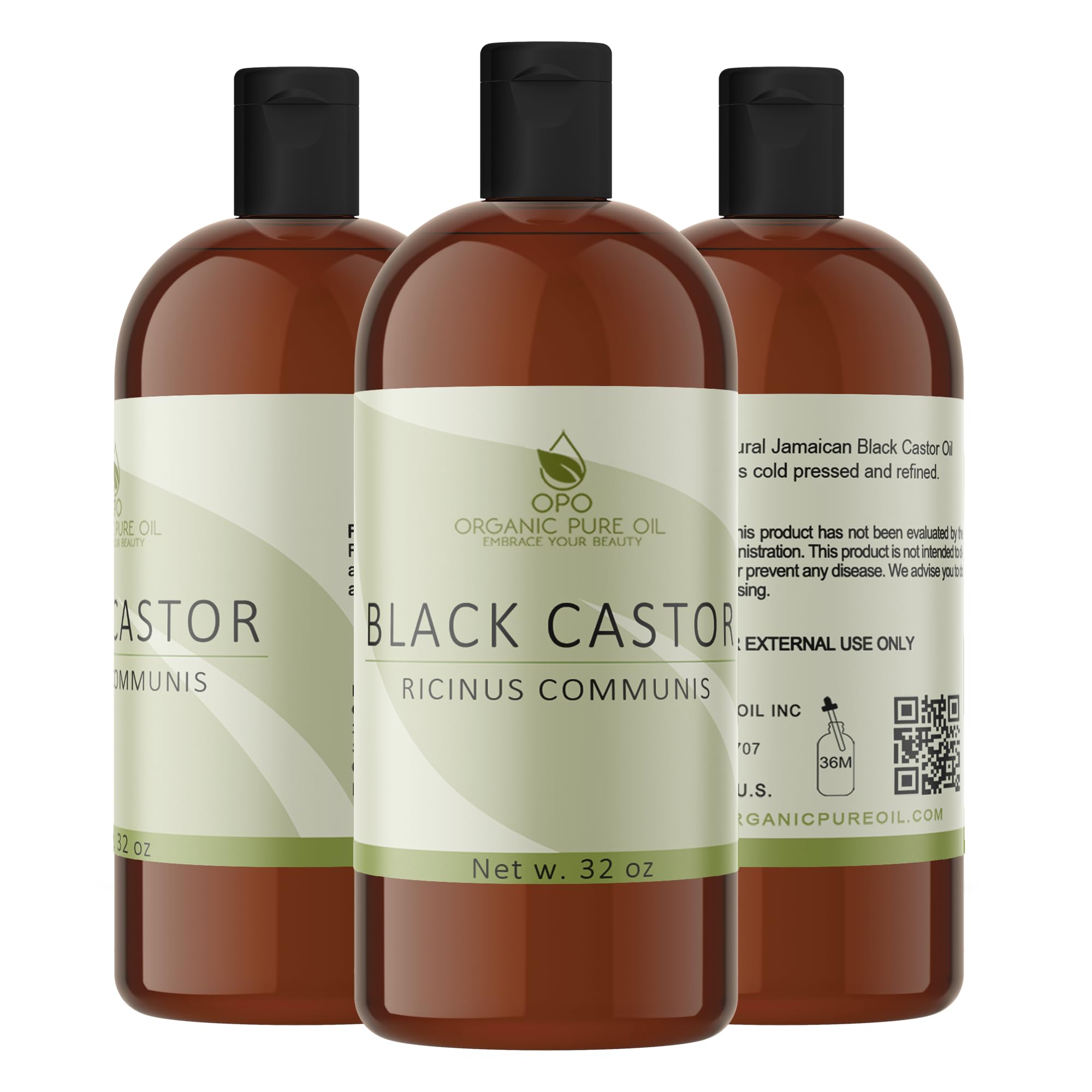 Jamaican Black Castor Oil - 32 OZ Pure, Cold Pressed, Filtered Hexane & Chemical Free, PBA-Free Plastic Caster - Hair Growth, Body, Skin - Brows, Lashes
