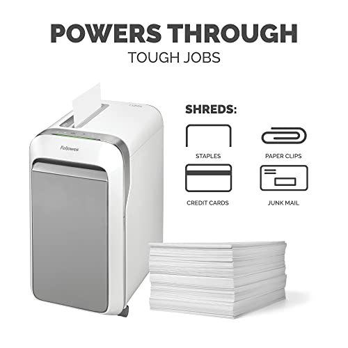 Fellowes Powershred LX22M 20-Sheet 100% Jam-Proof Micro Cut Paper Shredder for Office and Home, White 5263201