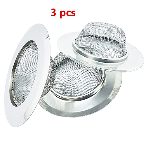 3PCS Kitchen Sink Strainer - Stainless Steel, Large Wide Rim 4.5" Diameter Kitchen Sink Strainer Basket Catcher Wide Rim Perfect for Most Sink Drains, Anti-Clogging Micro Perforation Holes, Rust Free