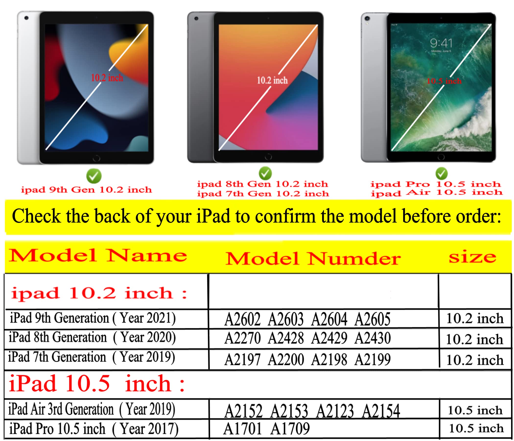 Tendmart Case Compatilbe with iPad 9th / 8th / 7th Generation 10.2 inch Model MYLF2LL/A MYLD2LL/A MYLC2LL/A MYN32LL/A MYL92LL/A MYLA2 Also for Kids Case Air 3rd Gen / Pro10.5 inch (Pink)
