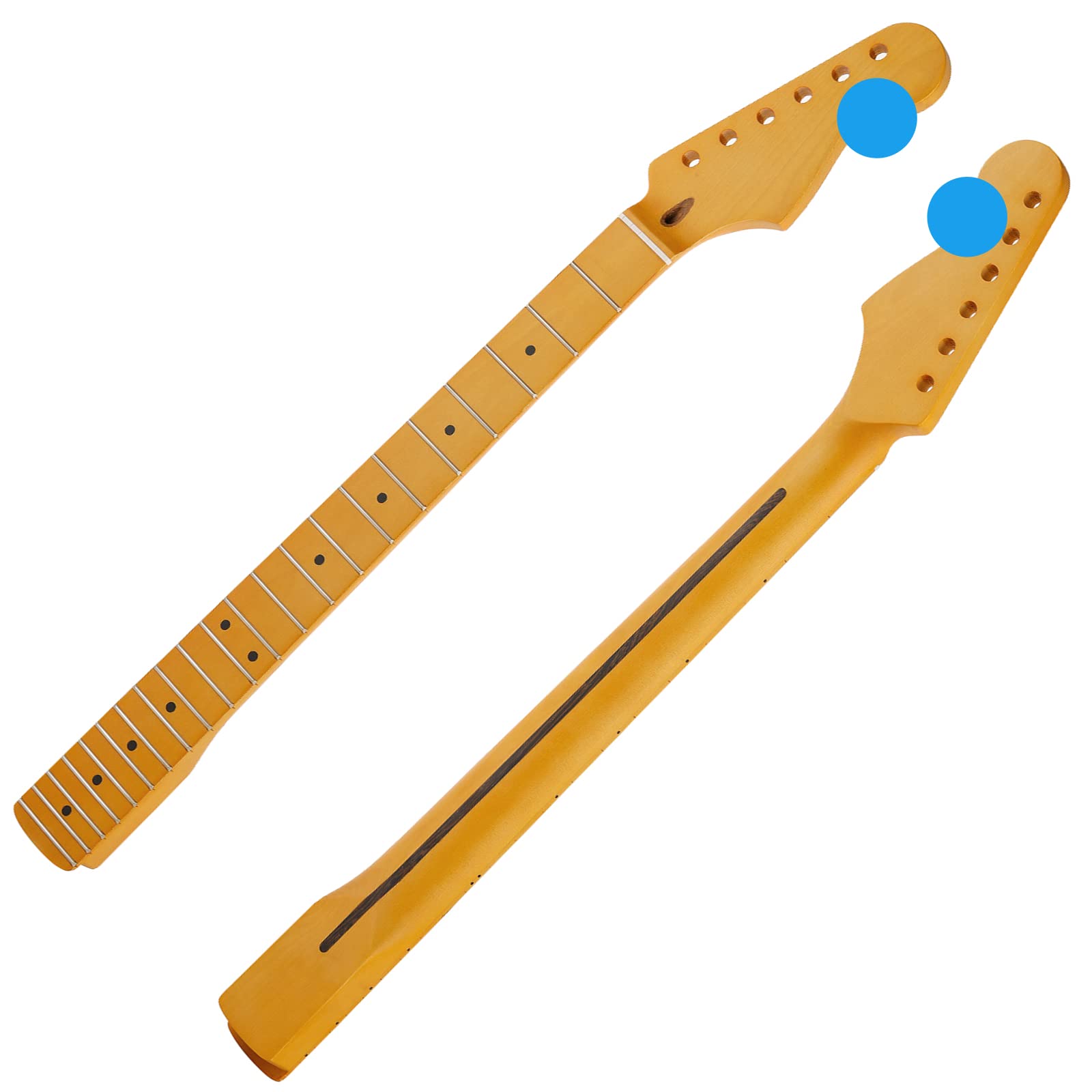 22 Fret Canadian Maple Electric Guitar Neck, Yellowish Matte, Skunk Stripe Back Inlay,14" Radius of Fingerboard, Bone Nut