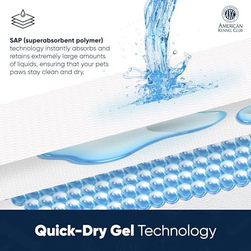 American Kennel Club Scented Puppy Training Pads with Ultra Absorbent Quick Dry Gel โ 22 x 22 Pee Pads for Dogs - Fresh Scented - Pack of 100