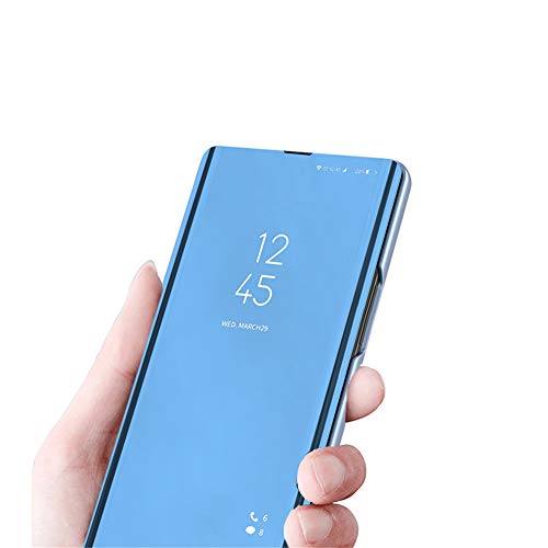 MEIKONST Xiaomi Redmi Note 8 Pro Case,PU Mirror Flip Ultra Slim Cover Scratchproof Clear View Window Built in Kickstand Full Body Protective Cover for Xiaomi Redmi Note 8 Pro,QH Mirror Black