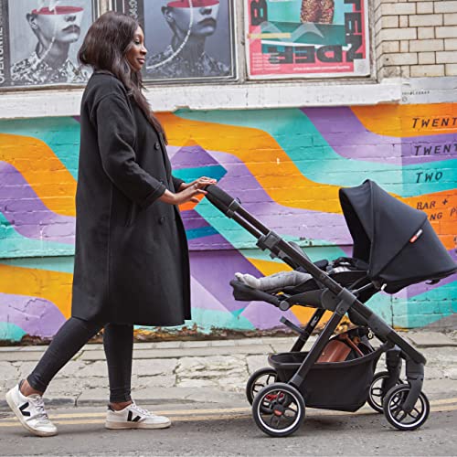 Diono Excurze Baby, Infant, Toddler Stroller, Perfect City Travel System Stroller and Car Seat Compatible, Adaptors Included Compact Fold, Narrow Ride, XL Storage Basket, Black Midnight