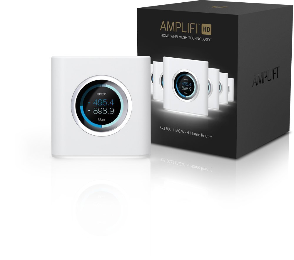 Ubiquiti Labs AmpliFi HD WiFi Router, Home Wireless Internet Coverage, HD WiFi Router with Touchscreen Display, 4 Gigabit Ethernet, 1 WAN Port, Ethernet Cable, Expandable Mesh System (Renewed)