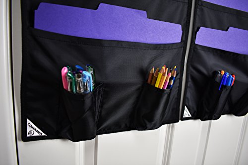 COMPONO Wall Storage Pocket Charts (10 Pocket - 2 Pack, Black) File Organizers with Free Bonus 6 Door Hangers. Best Pocket Chart for School, Classroom, Home or Office. Wall Pocket Chart Organizer