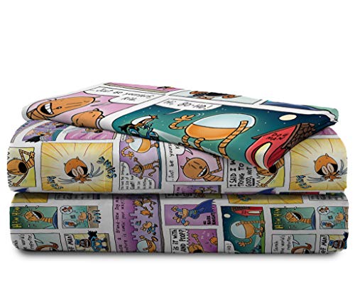 Jay Franco Dog Man Supa Buddies 4 Piece Toddler Bed Set - Includes Comforter & Sheet Set - Bedding Features Cat Kid & Lil' Petey - Super Soft Fade Resistant Microfiber (Official Dog Man Product)