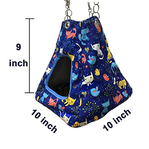 FULUE Small Animal Tent and Double Hammock for Ferret Rat Guinea Pig Degu Mice Hamster(Blue)