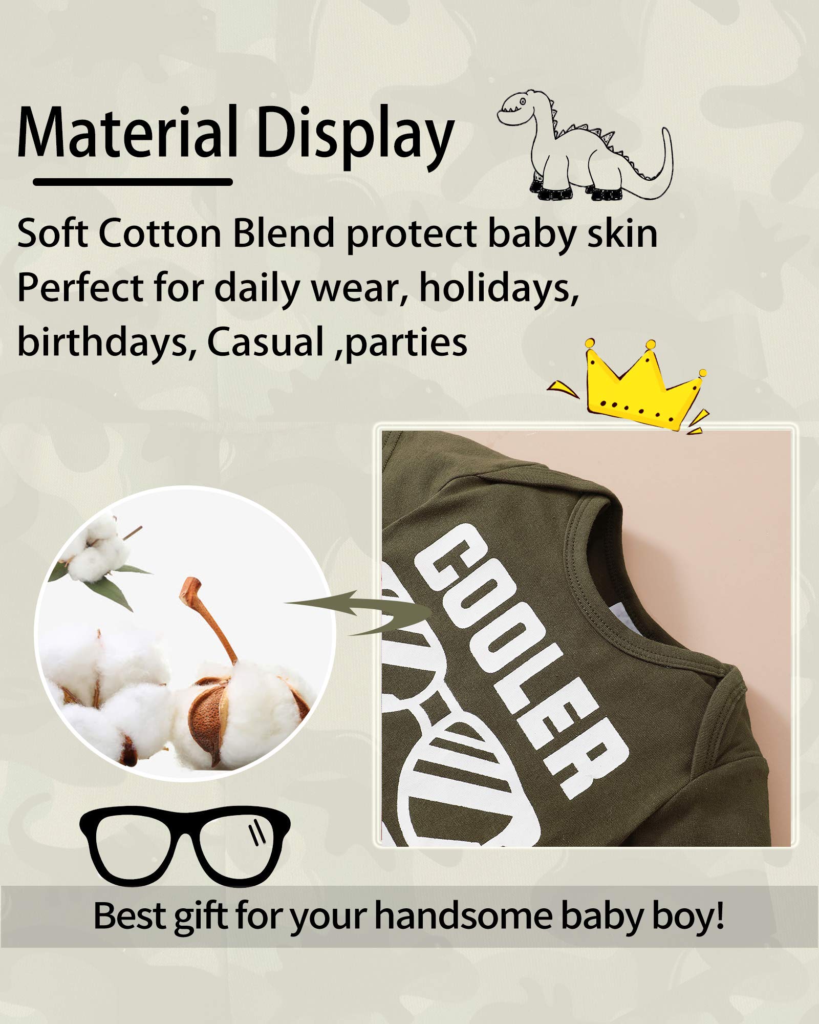NZRVAWS Baby Boy Clothes Newborn Boy Outfit 3-6 Months Romper Short Sleeve Cooler Version Of Dad Top Camouflage Long Pants Hat 3PC Infant Clothing Set