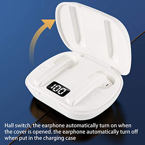 Sunffice Bluetooth Earbuds, Wireless Bluetooth 5.0 Headphones in Ear Earpieces with Charging Case,Hands-Free Headsets with Mic, LED Power Display,Touch Control Earphones for iPhone and Android(White)