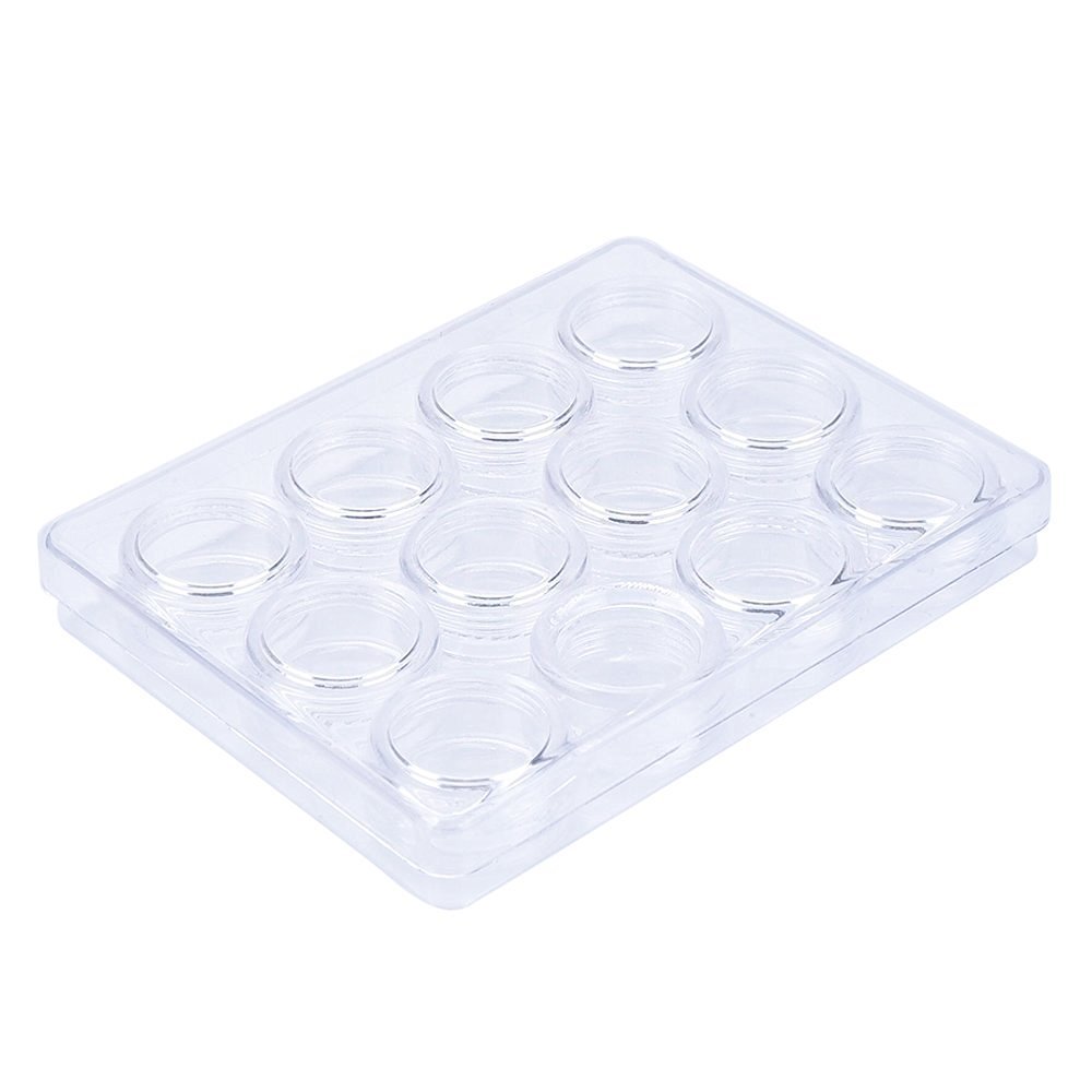 AKOAK Clear Bead Container with 12 Pcs 5G/5ML Empty Clear Plastic Cosmetic Containers Jars PotStorage Container Set for Makeup, Cream, Lotion, Sugar Scrubs, Eye Shadow, Slime, Paint, Jewelry Etc.