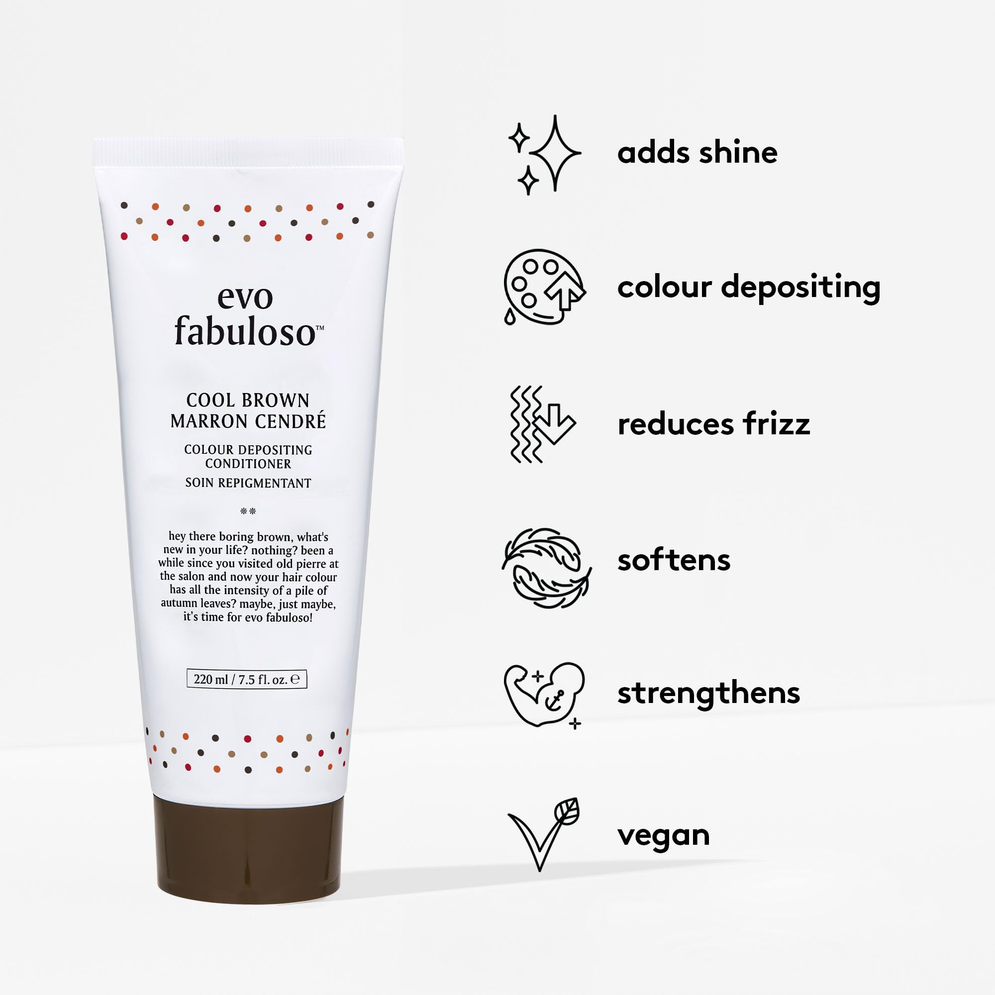 EVO Fabuloso Cool Brown Color Depositing Treatment - Color-Treated Hair Conditioner - Helps Maintain Color Depth, Tone & Shine - 220ml / 7.5fl.oz