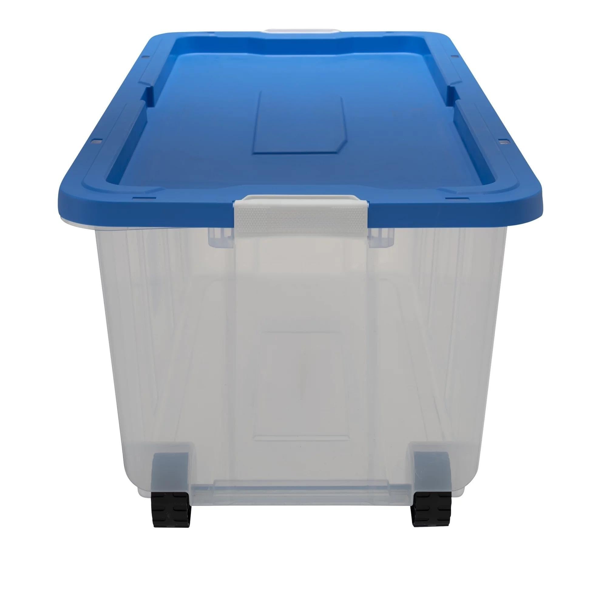 200 Quart Latching Rolling Plastic Storage Bin Container, Clear, Set of 2