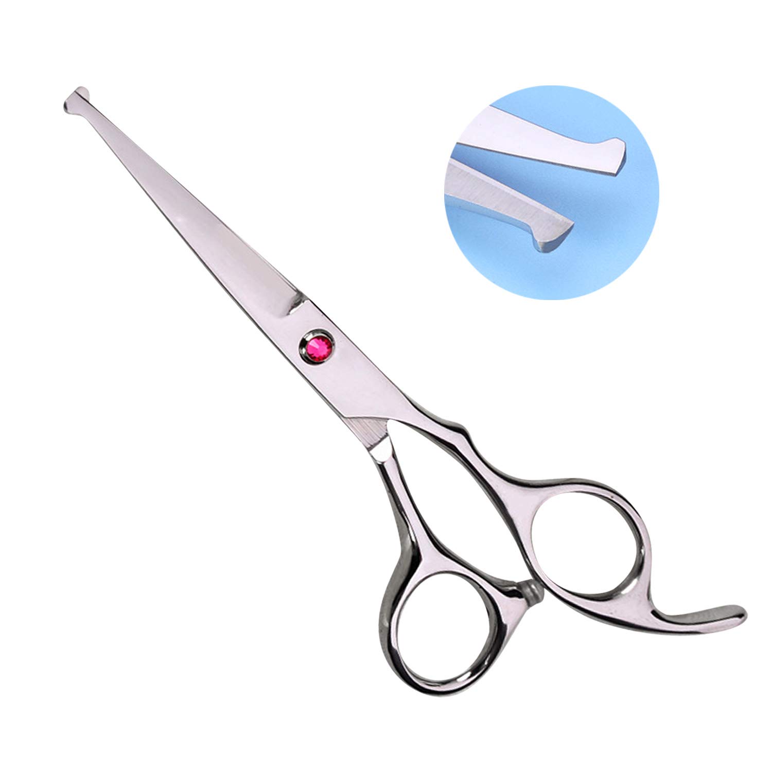 Hair Cutting Scissors Set Professional Kids/Women/Men 6.5 inch Saftey Round Head Hair cut Scissors Kit with Cutting Scissors Thinning Scissors Hairdressing Shears Set for Barber Salon (red)