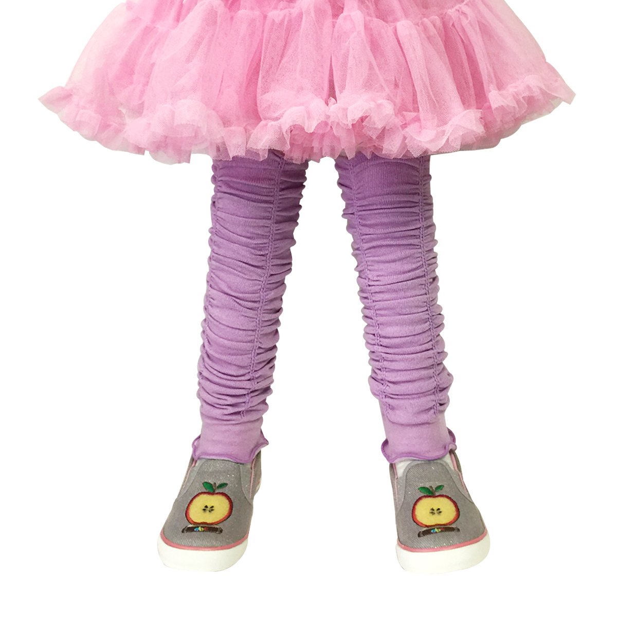 Bowbear Little Girls 3 Pair Gathered Ruffles Leg Warmers, Lilac, Ballet Pink, Sky Blue