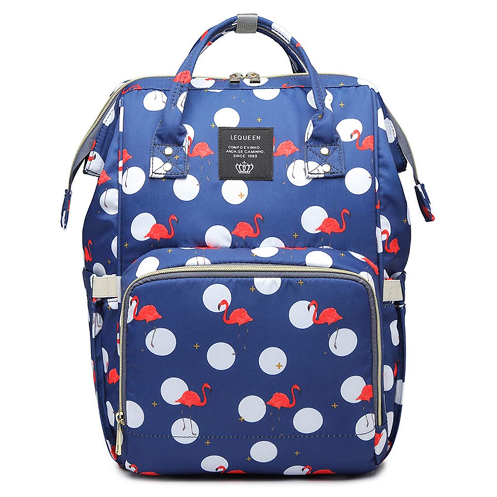 Flamingo Multi-Function Diaper Bag for Baby Care Wide Open Nappy Bags Handbags Royal Blue