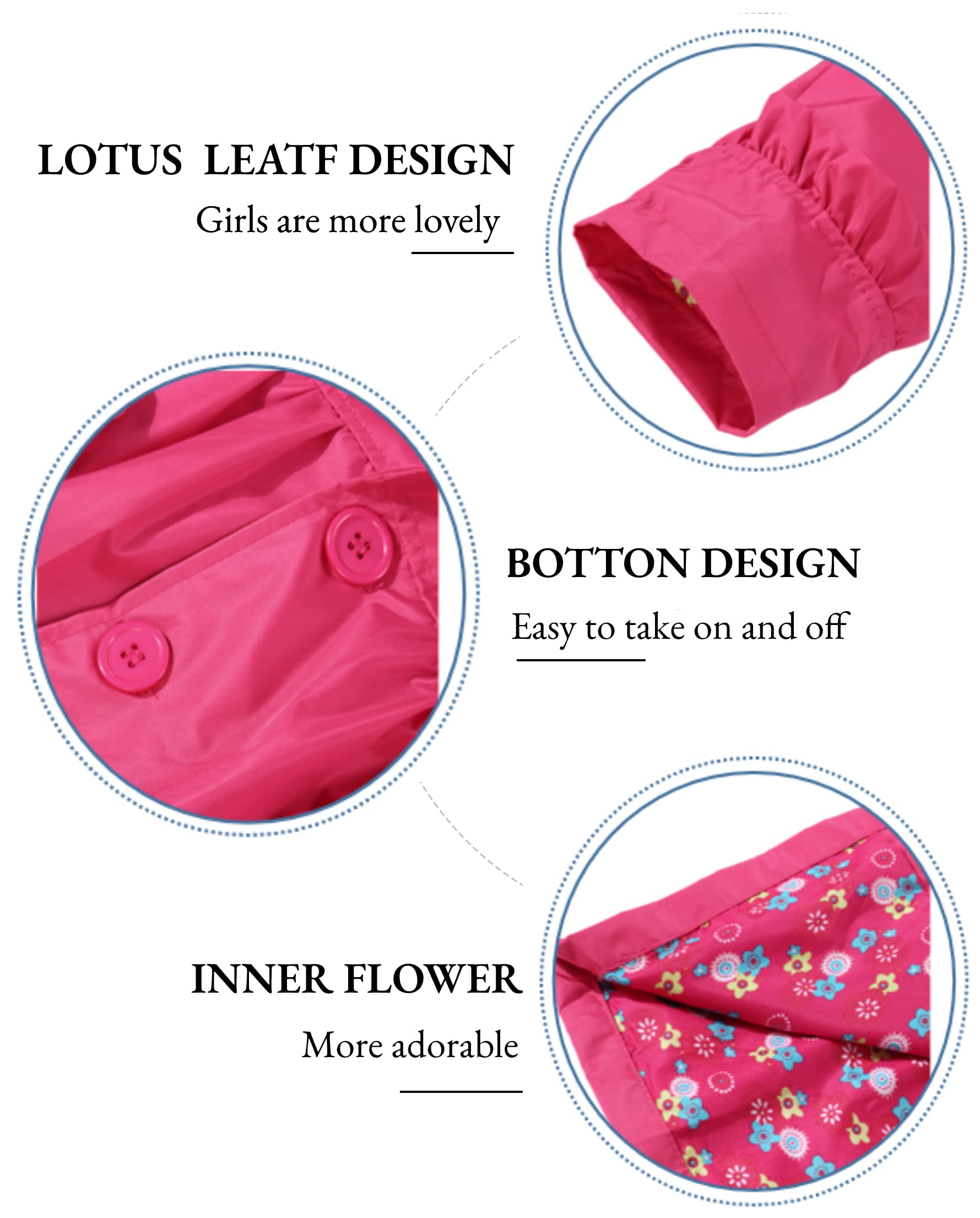 Arshiner Girl Kid Flower Waterproof Hooded Coat Jacket Outwear Raincoat