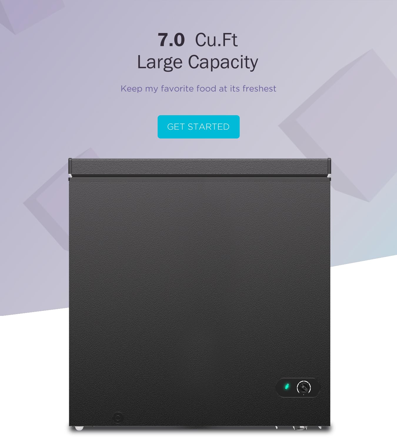 ADT Chest Freezer Free-Standing Top Door Freezers 6.8℉ to -4℉ (Matte Black, 7.0 Cubic Feet)