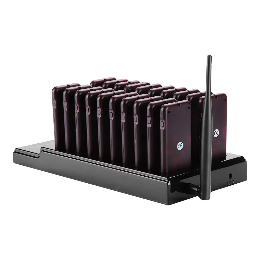 20 Channels Wireless Calling System, Restaurant Guest Paging System with Charging Dock and 20 Chargeable Pagers for Restaurant Food Truck Church Hospital
