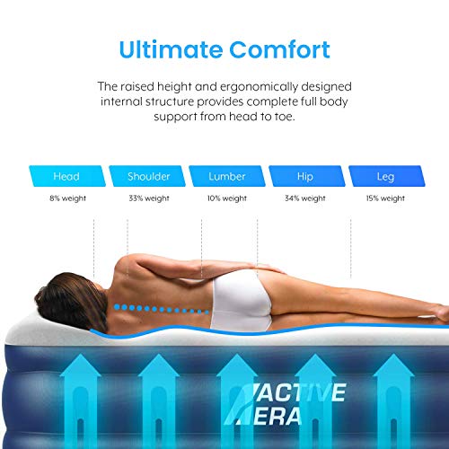 Active Era Tall Twin Air Mattress with Built in Pump & Raised Pillow, Elevated Inflatable Mattress, Heavy Duty Puncture Resistant Inflatable Bed, Blow Up Mattress Air Bed, Waterproof Airbed Mattress