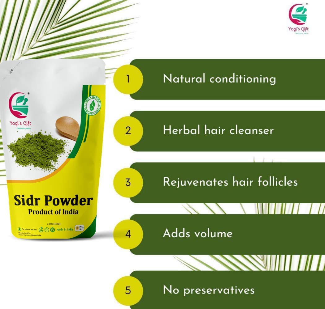 Yogi's Gift | Sidr Powder Trial Pack 100 grams | Natural Herbal Hair Cleanser & Revitalizer | Rejuvenates Hair Follicles
