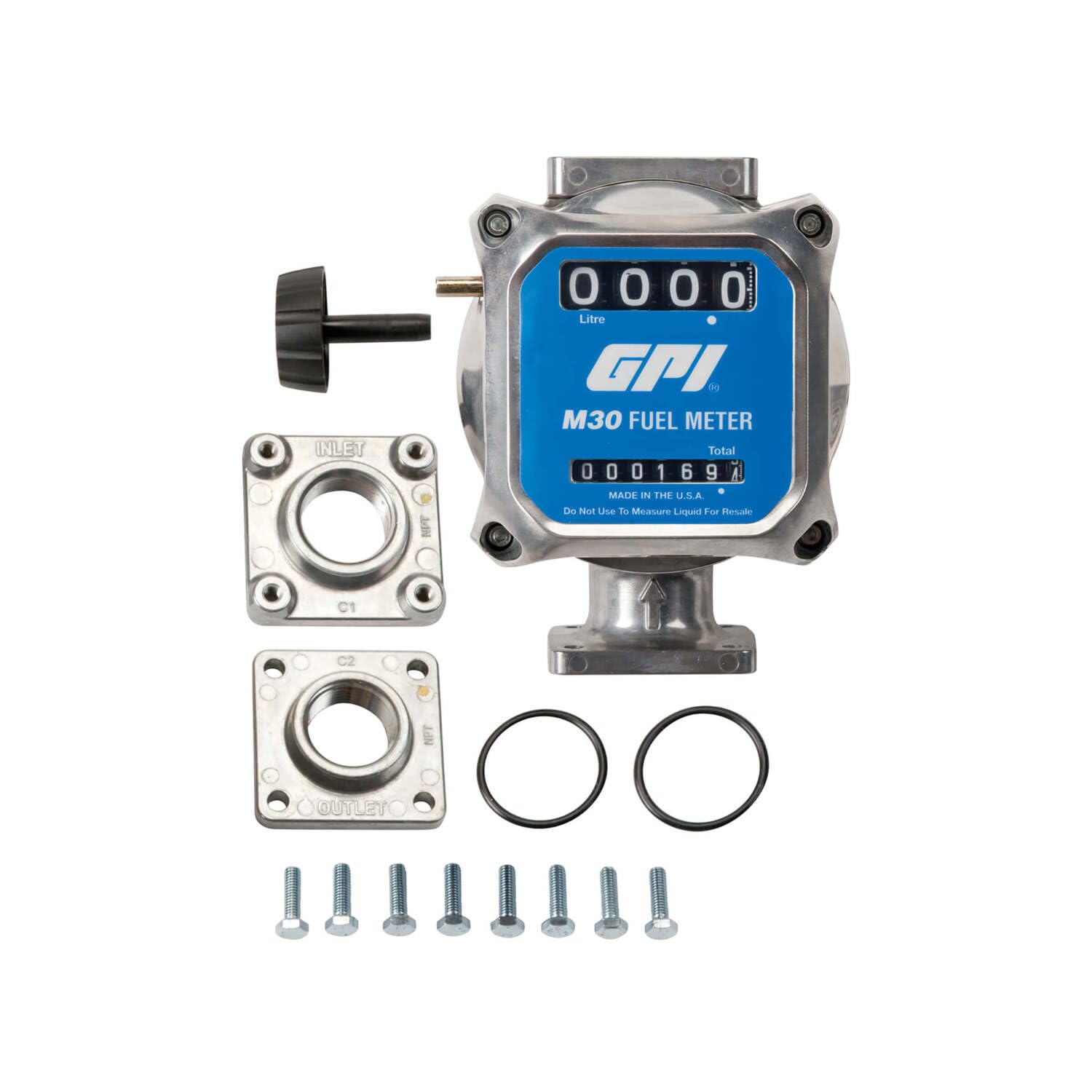 GPI - M30 Modular Mechanical Fuel Meter in litres, 19 to 114 litres/min, 1" NPT Inlet/Outlet (165100-02)
