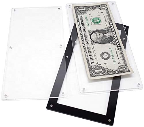 yashchykov Dollar Bill Frame - Money Frame Display - Currency Holder - Clear Picture Frame β Bill Holder (Black Acrylic)