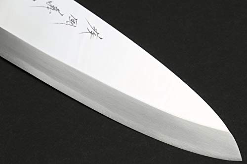 Yoshihiro Mizu Yaki Ginsanko Mirror-Finished High Carbon Stain Resistant Deba Fish Fillet Knife Ebony Handle with Silver Ring (7'' (180mm))