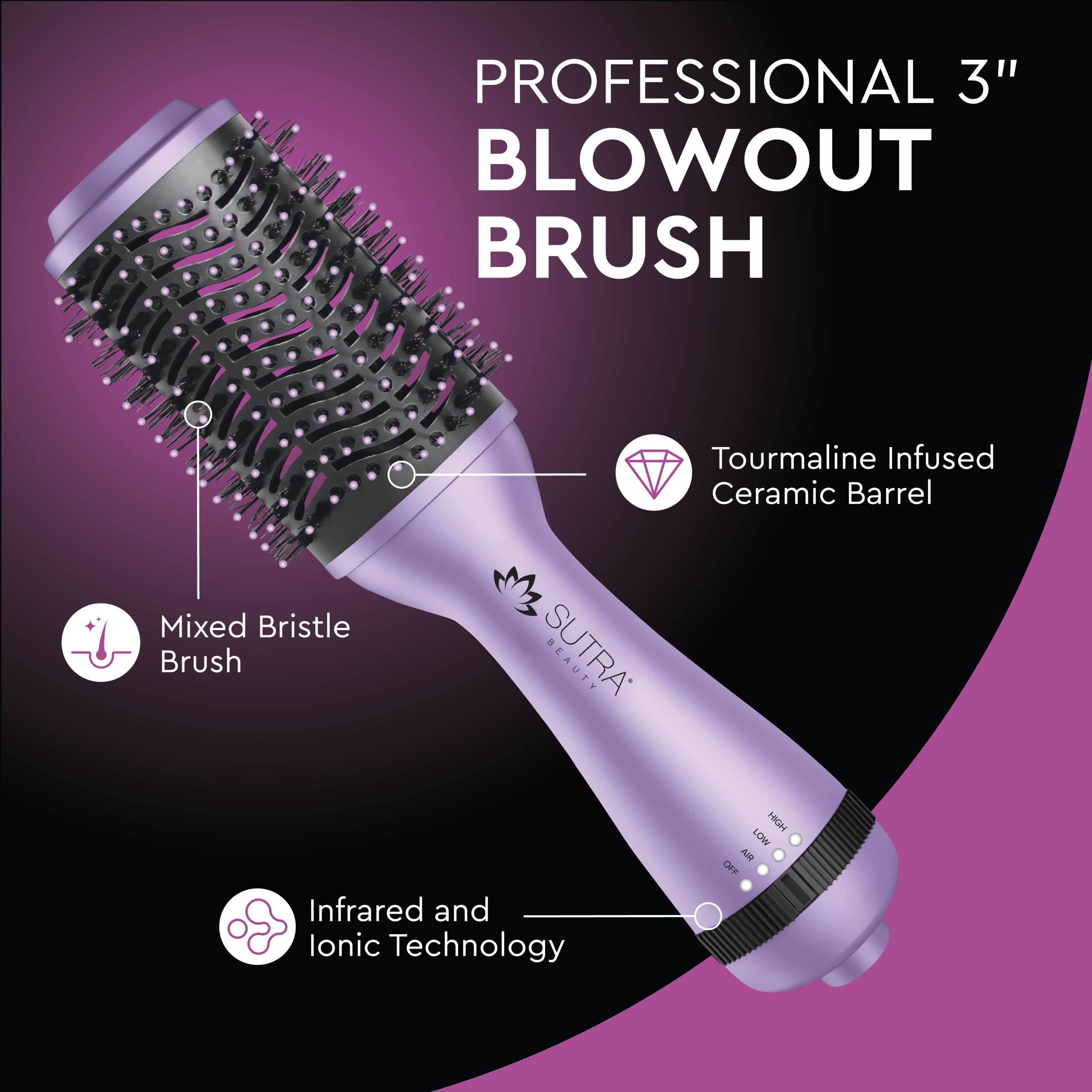 SUTRA Professional 3" Blowout Brush, Lavender, Lavender, 1 ct.
