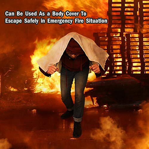 2Pack Fire Blanket for Emergency Survival, AQUEENLY Fiberglass Fire Emergency Blanket Fire Shelter Safety Cover for Kitchen, Car, Camping, Grilling, Office, Warehouse (39.4 x 39.4 in)