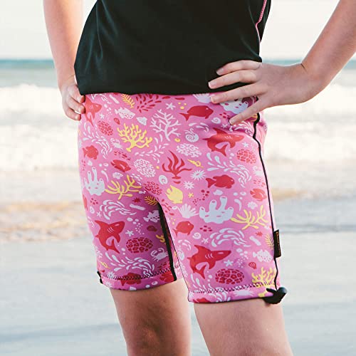 Conni Kids Containment Swim Short Underwear | Trunks Easy Pull Up Kids Incontinence | Washable Swim Diaper for Potty Training, Sunset Pink, Size 14-16