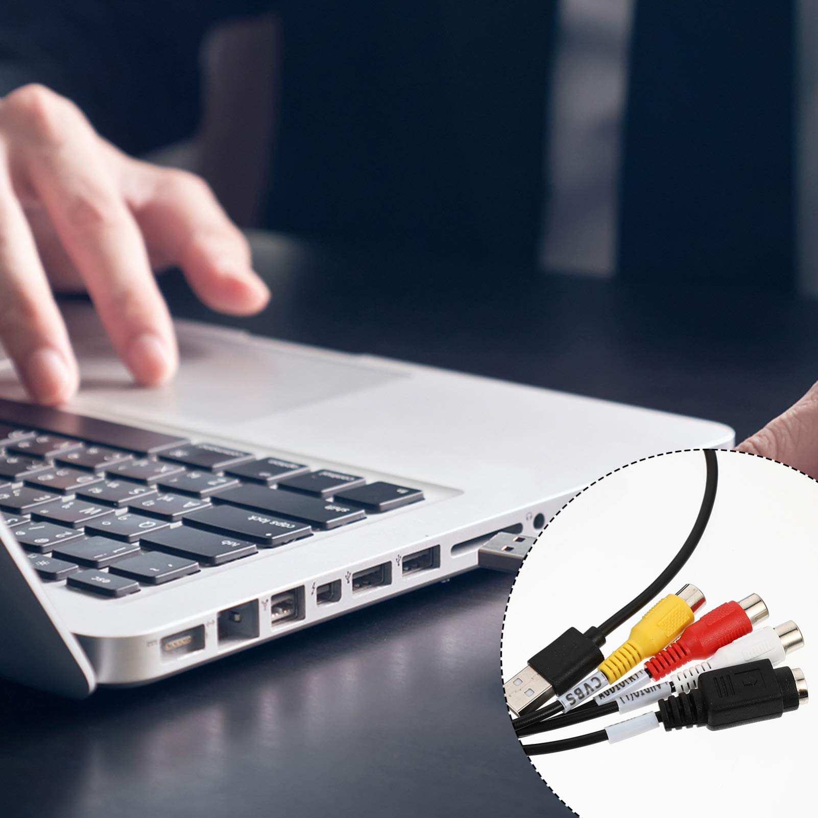OSALADI Video Converter Capture USB Capture Card USB Capture 1 Set of Video Adapter Video Selector Portable Audio Adapter (Black) Capture Card Audio Video Capture