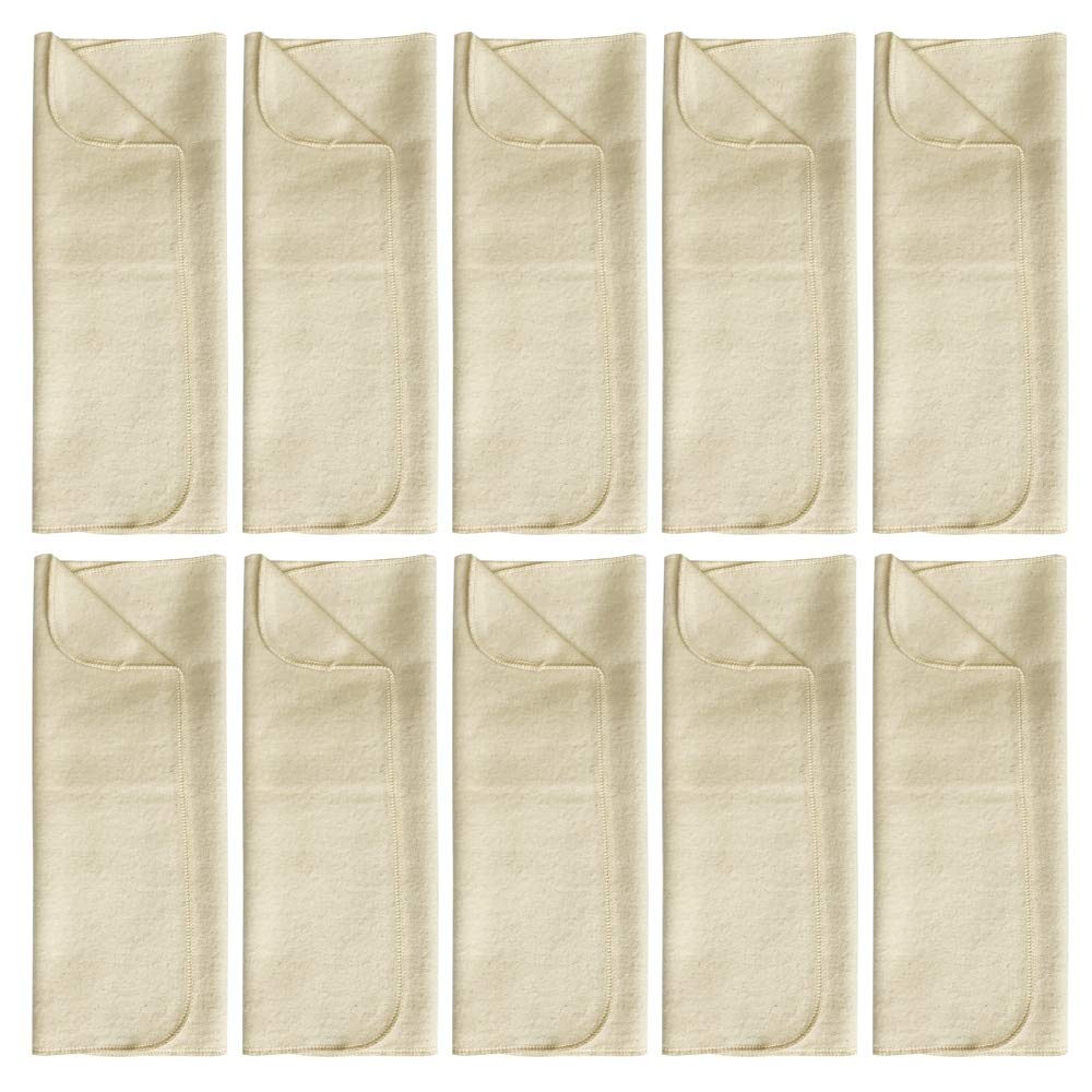 Washable Organic Diapers – Prefold Cloth Diaper Booster Pads for Baby and Toddler, Brushed Cotton (10-pack)