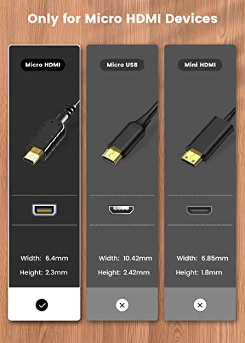 FOINNEX Flexible Micro HDMI to HDMI Cable, Ultra Thin Micro HDMI Cord 4K@60Hz for Gimbal, Bidirectional HDMI to Micro HDMi for GoPro Hero 7/6/3+, Raspberry Pi4, Kindle Fire HD-3FT