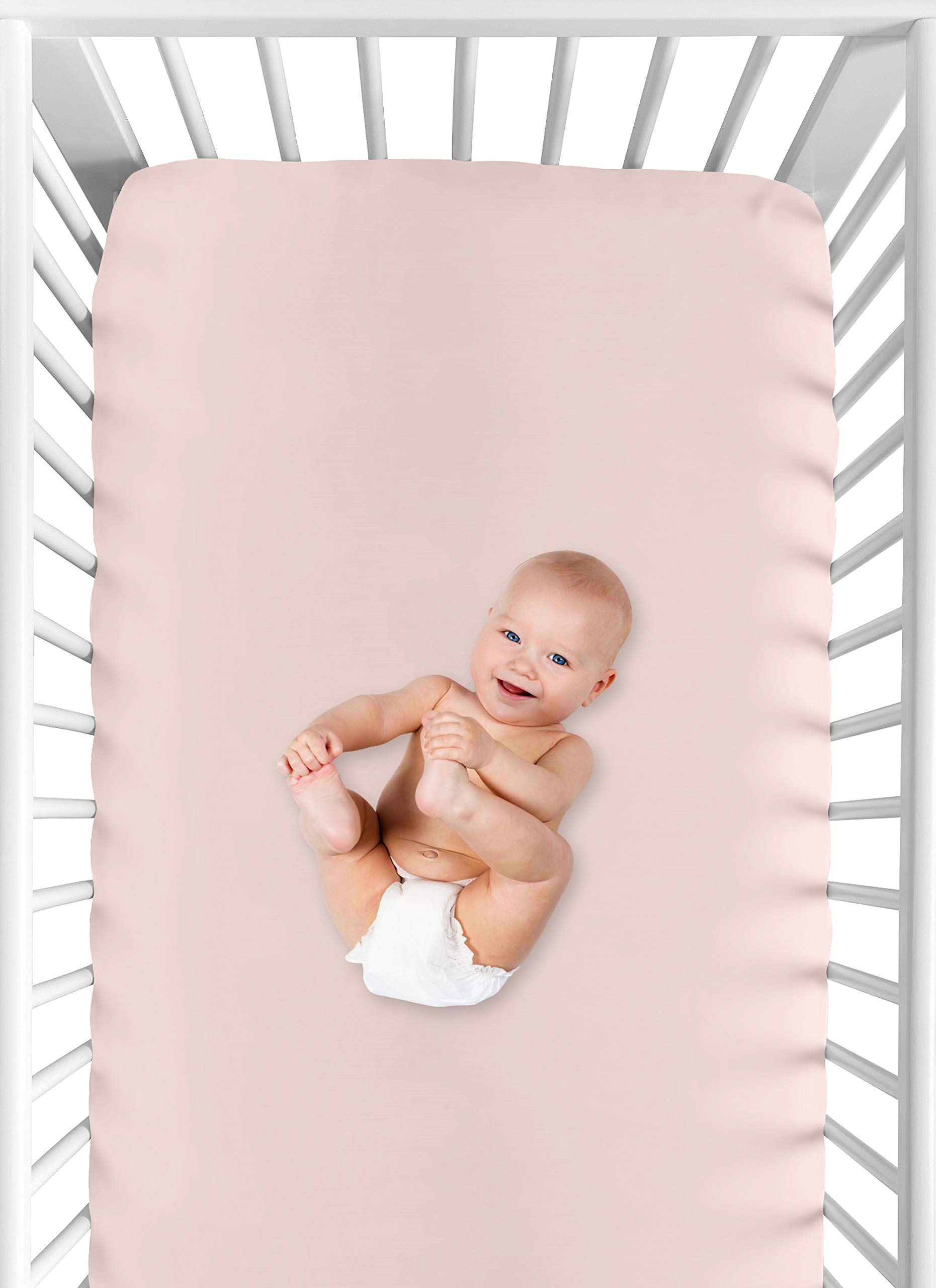Sweet Jojo Designs Blush Pink Girl Fitted Crib Sheet Baby or Toddler Bed Nursery - Solid Color Cotton for Boho Desert Sun Mountain Collection