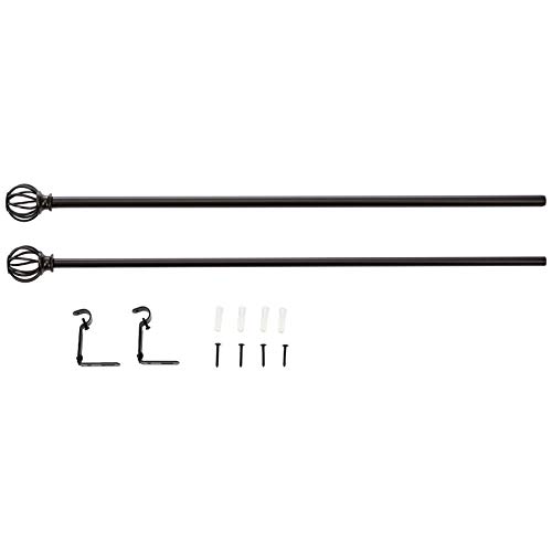 Amazon Basics 5/8-Inch Curtain Rod with Cage Finials - 28 to 48 Inch, Dark Bronze (Espresso)