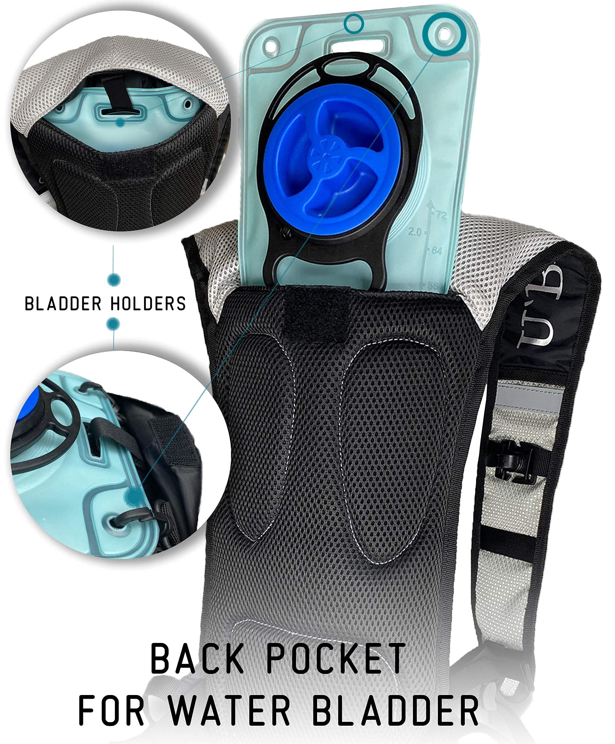 2Pack Hydration Backpack with 2L Water Bladder - Camelback for Kids Men & Women - Running Hiking Cycling