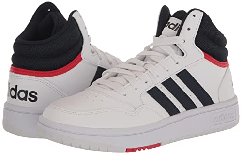 adidas Adult Hoops 3.0 Mid White/Legend Ink/Vivid Red 8