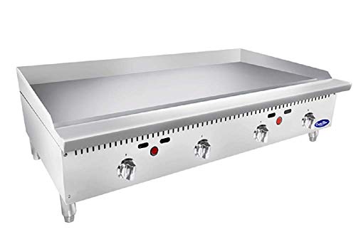 ATOSA US ATMG-48T-48″ HD Commercial Griddle Thermostatically Controlled Propane Griddle Cooktop Stainless Steel Restaurant Grill Portable Top Griddle - 100,000 BTU