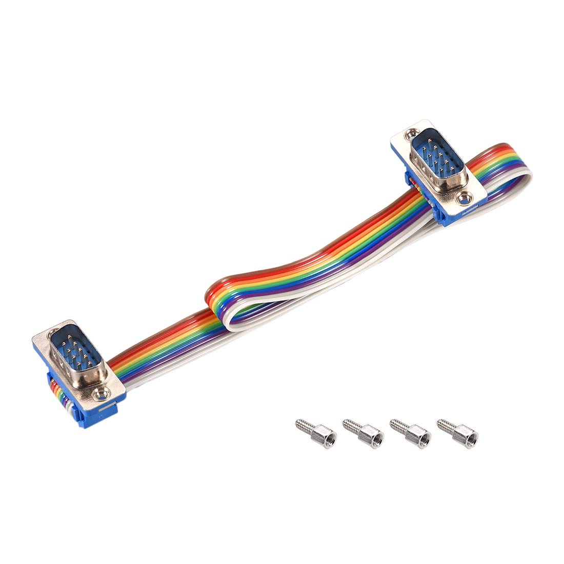 uxcell IDC Rainbow Wire Flat Ribbon Cable DB9 Male to DB9 Male Connector 2.54mm Pitch 11.8inch Length