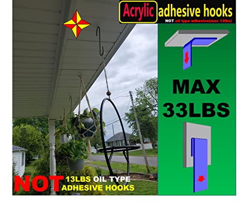 QUALIALL Adhesive Hooks, 20 Packs, 33lbs/15kg Premium Heavy Duty Wall Ceiling Hooks for Hanging, Damage Free, Clear Sticky Hanger for Kitchen, Bathroom Shower Outdoor Use.
