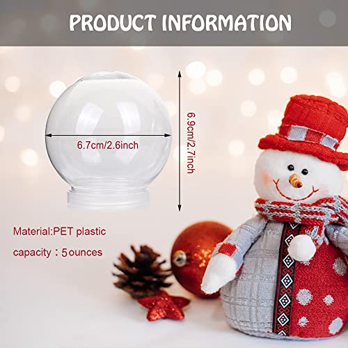 8 Pieces 2.7 Inch/69mm Plastic Snow Globe Clear Plastic Water Globe Fillable Snow Globe with Screw Off Cap for DIY Crafts Christmas Home Decoration