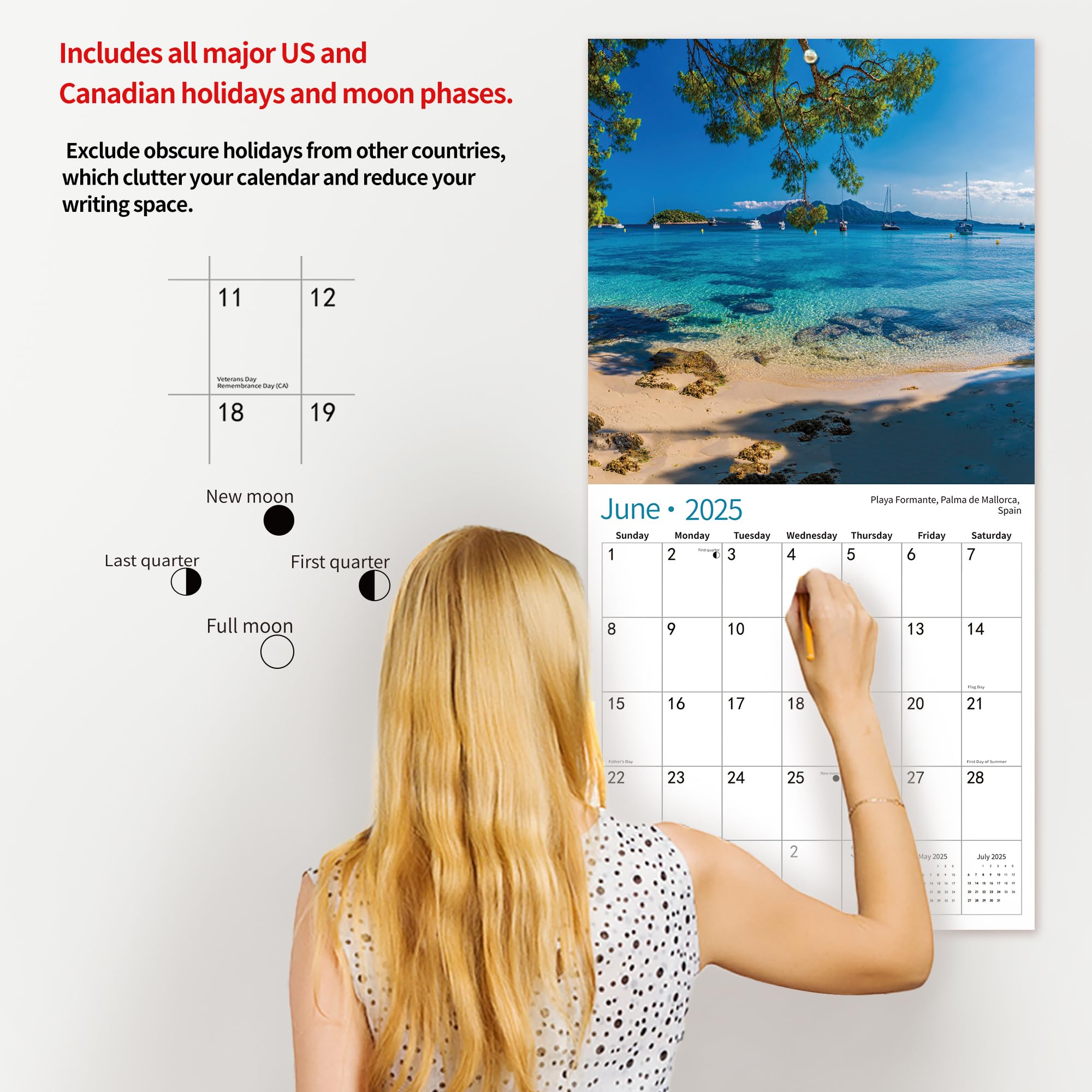 2024 Wall Calendar,Calendar 2024, November 2023 - December 2024, Wall Calendar Sunset, 12" x 24" Opened,Full Page Months Thick & Sturdy Paper for Gift Perfect Calendar Organizing & Planning