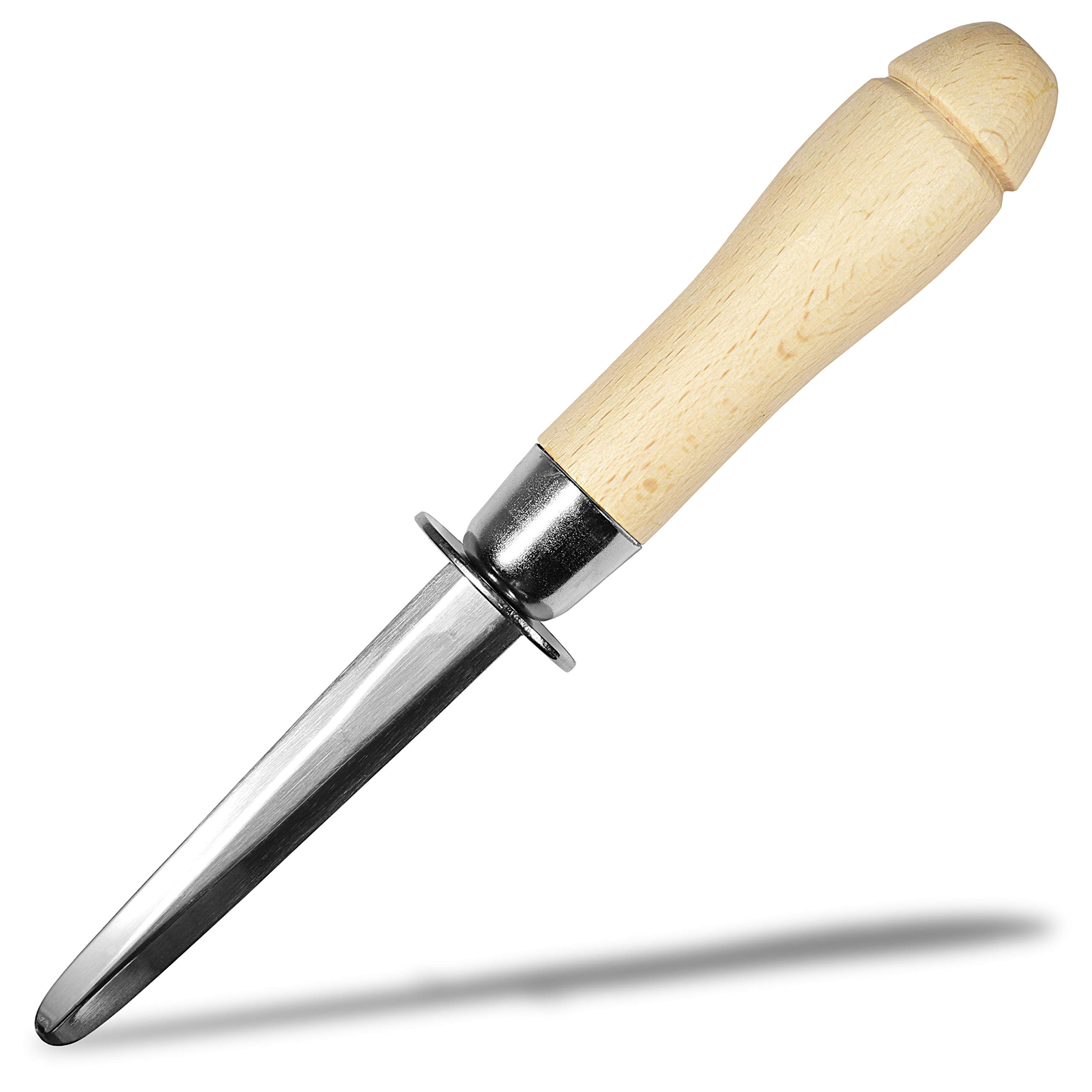 Seki Japan Oyster Knife, Japanese Hand Guard Shellfish Opener, Oyster Shucking 3.7 inch (96 mm) Stainless Blade, Beech Wood Handle